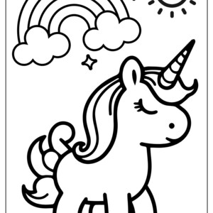 Rainbow and Unicorns Coloring Page - Colors Practice Rainbow -printable ...