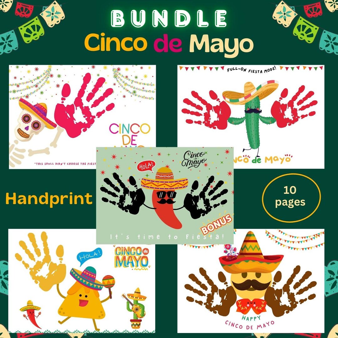 Bundle: Cinco De Mayo Handprint Art Craft Activity, Bulletin Board, May ...