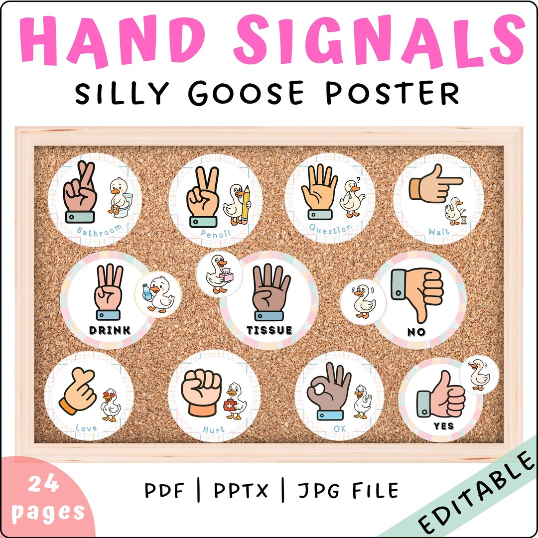 Silly Goose Hand Signal Posters: Classroom Decor, Editable PPTX ...