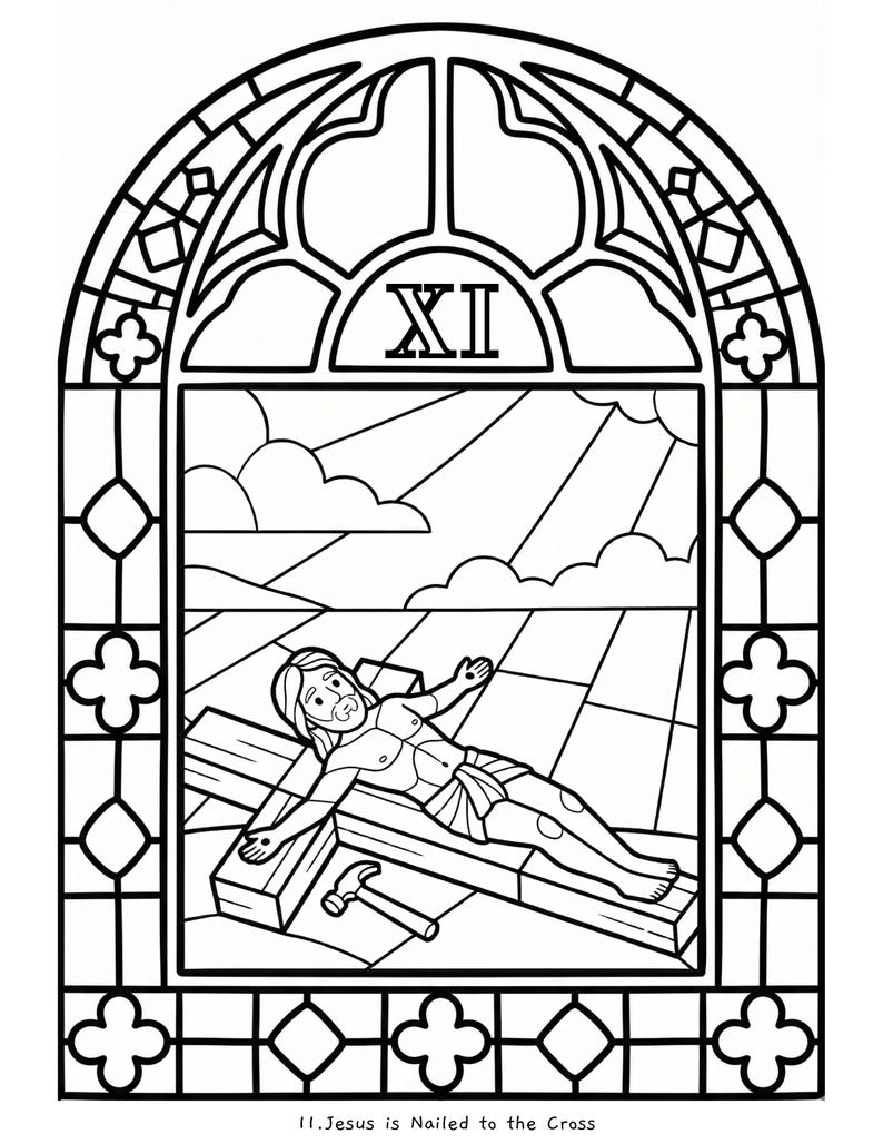 Stations of the Cross Stained Glass Coloring Pages | Lent Activity ...