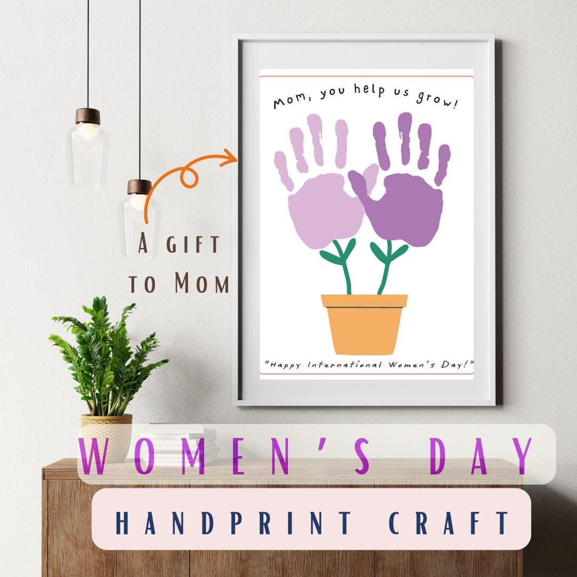 Women's Day Handprint Craft: Dandelion Fingerprint Gift (PDF Download ...
