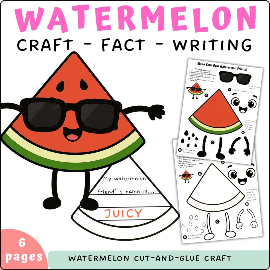 Watermelon Cut-and-glue Craft | National Watermelon Day Activity| Back ...