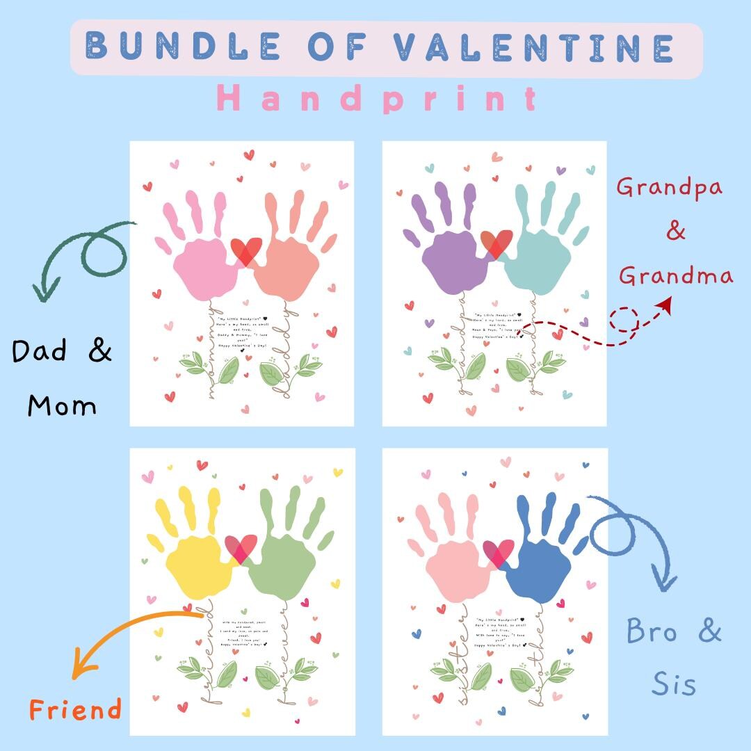 Printable Valentine's Day Handprint Gift From Kid, to Dad N Mom ...