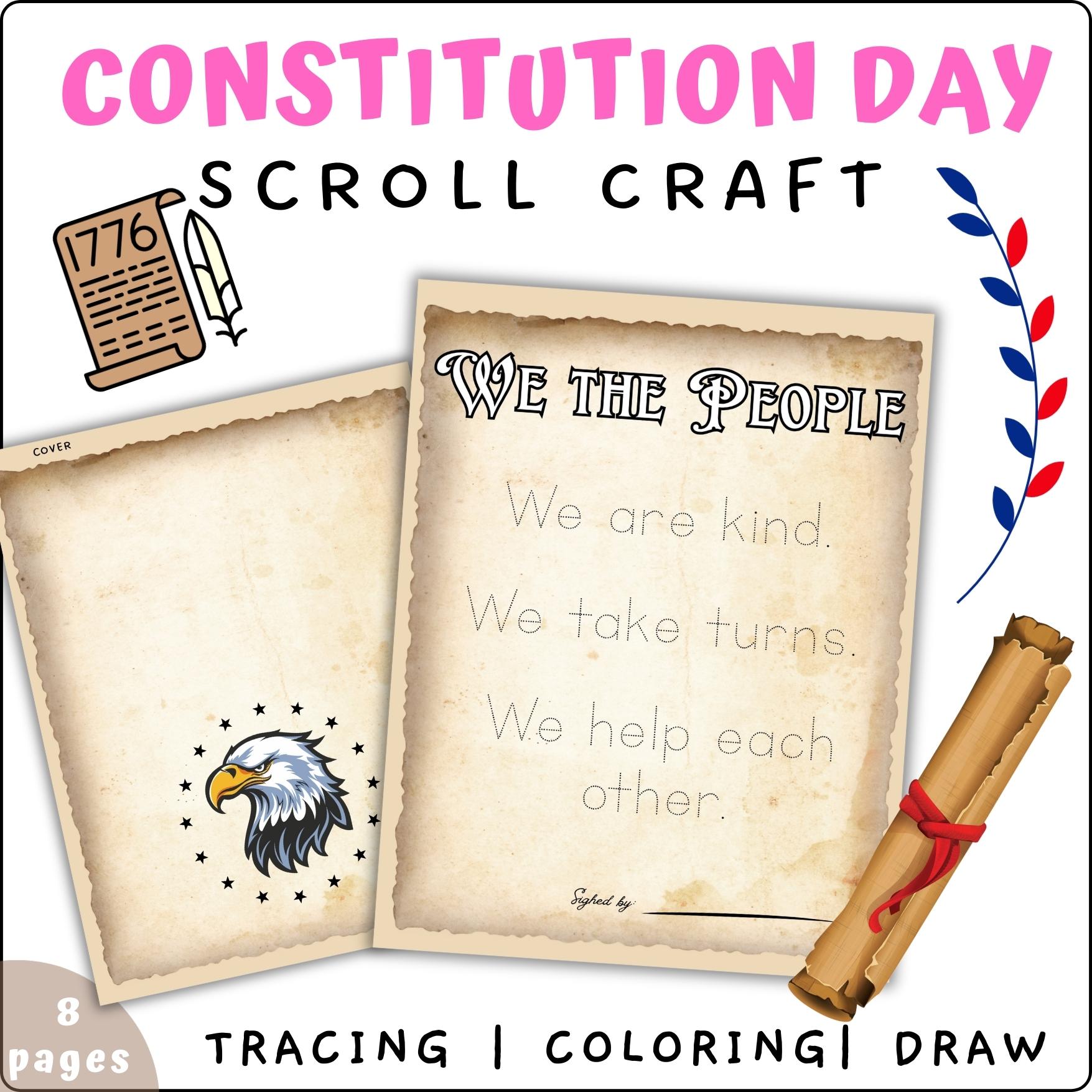 Constitution Day Scroll Craft: Printable Activity for Kids (digital ...