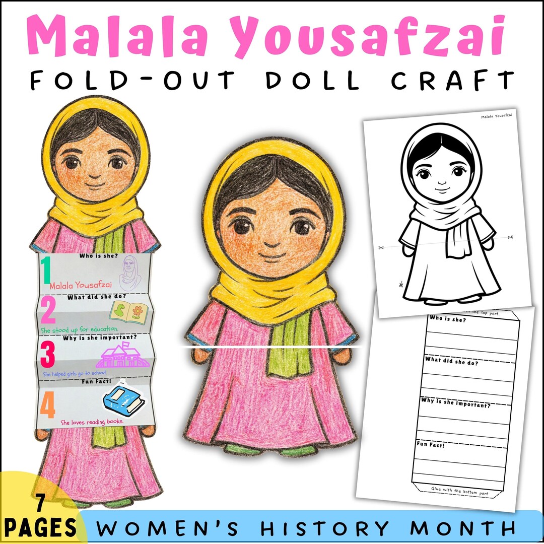 Women’s History Month Malala Yousafzai Fold-out Doll Craft Activity | K ...