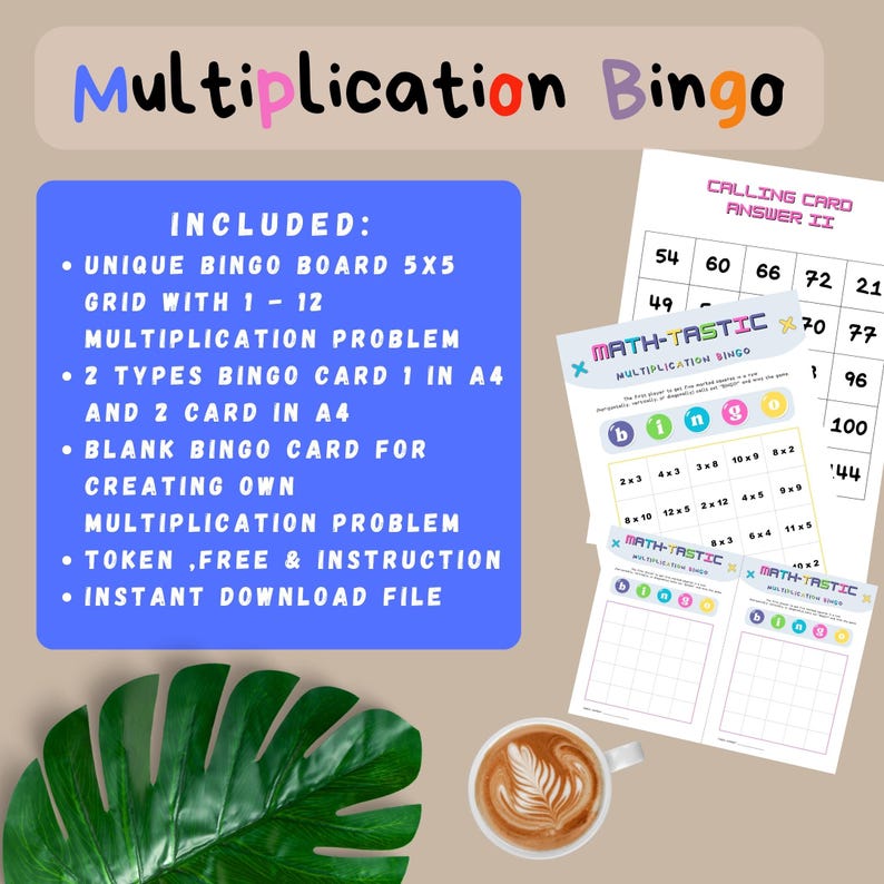 Multiplication Bingo | Multiplication Facts 1-12 , Practice Math Bingo ...