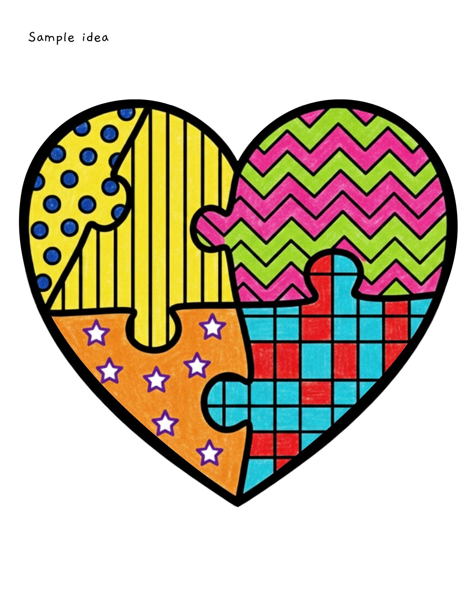 Pop Art Valentine Hearts Coloring Pages | Patterned Heart Art Activity ...