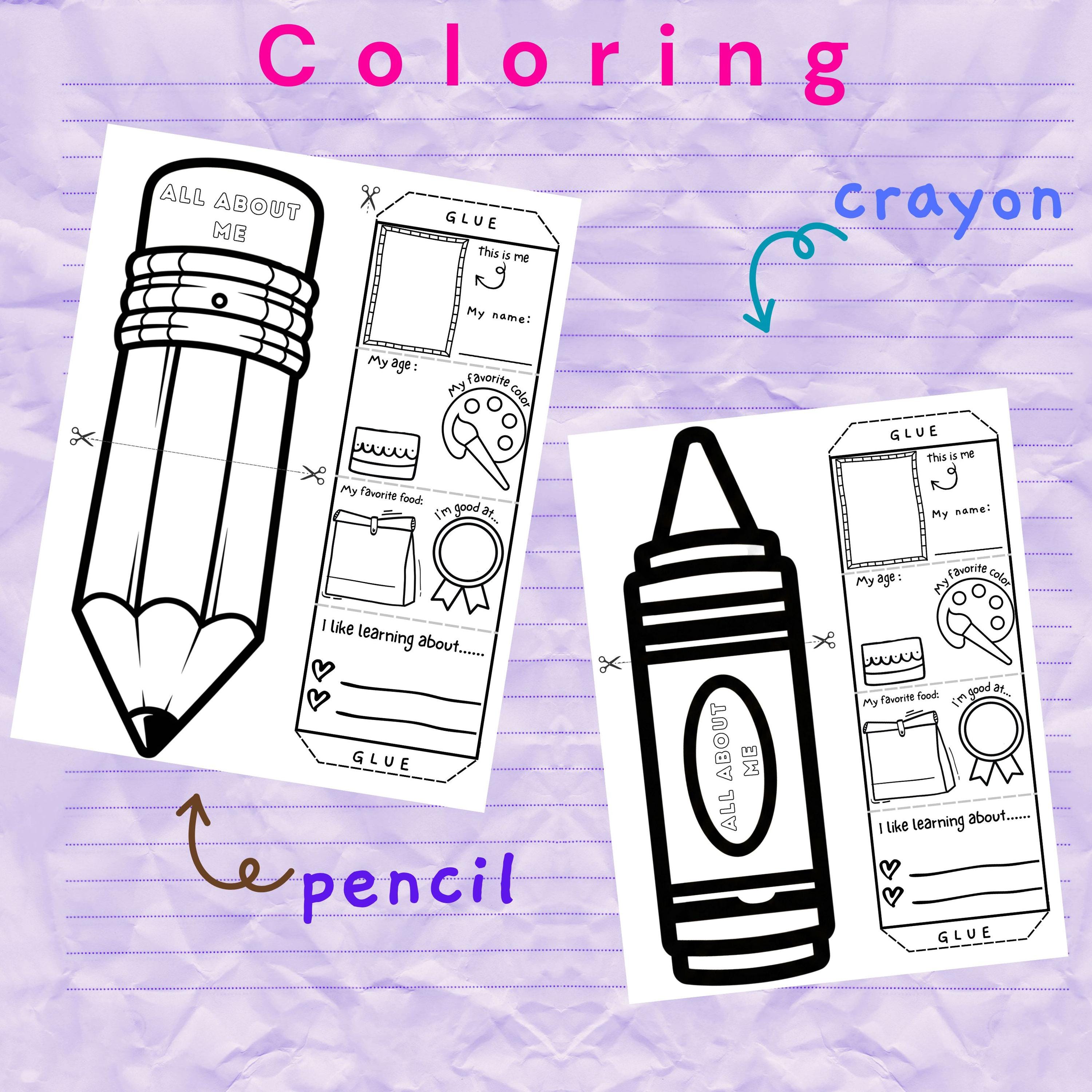 All About Me Pencil & Crayon Foldable Craft | Back to School Activity ...