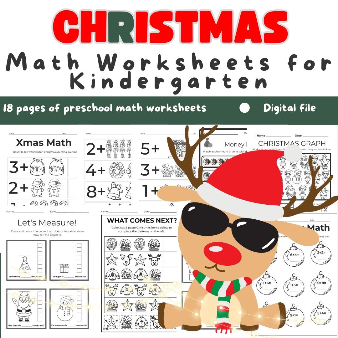 Christmas Math Worksheets for Kindergarten , Christmas Math Activities ...