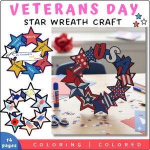 Patriotic Star Wreath Craft: Veterans & Memorial Day Activity (digital ...