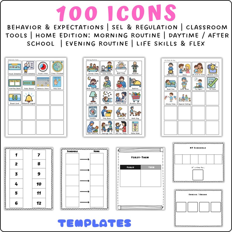 Set 2: Editable Visual Schedule 100 Icons – Classroom Behavior & Home ...