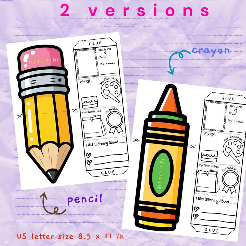 All About Me Pencil Craft: Back to School Activity (printable PDF) - Etsy