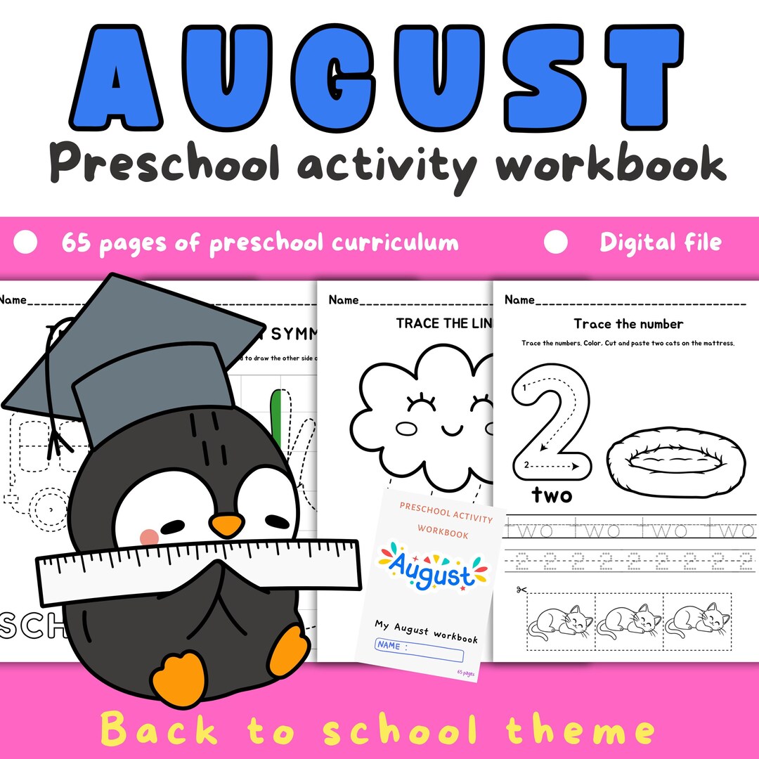 August Preschool & Kindergarten Workbook: Back to School Busy Book (PDF ...