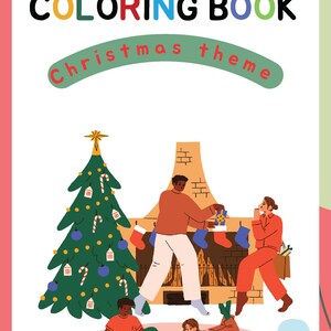 Coloring Pages Christmas Theme With Vocabulary for Kids - Etsy