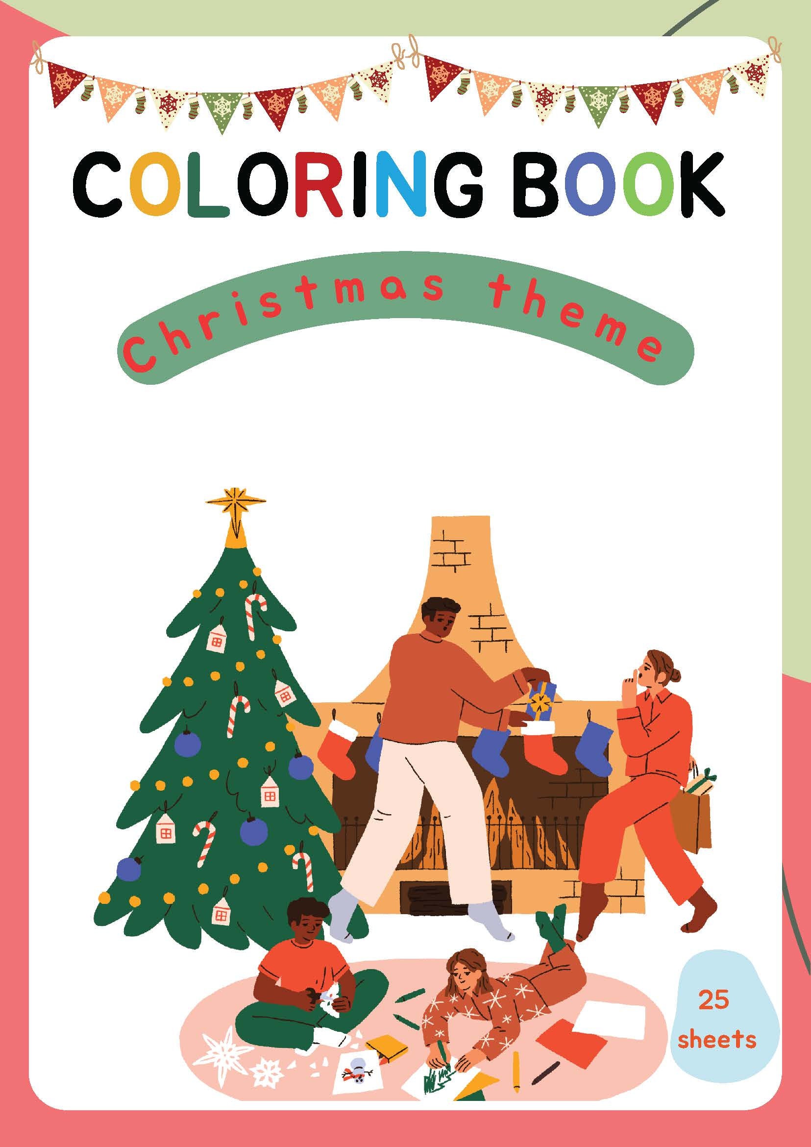 Coloring Pages Christmas Theme With Vocabulary for Kids - Etsy