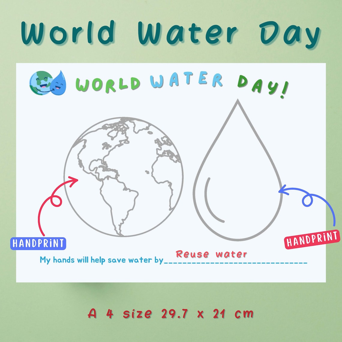 World Water Day Handprint Craft: Classroom Decor (instant Download) - Etsy