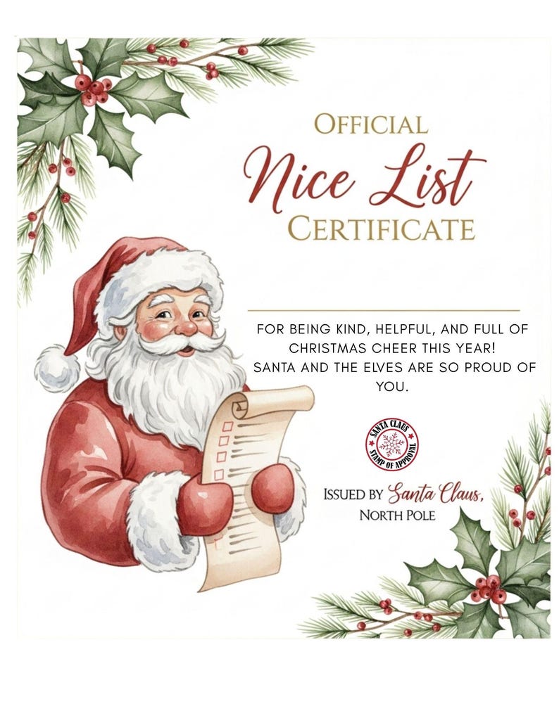 Vintage Letter From Santa + Nice List Certificate | Editable Santa ...
