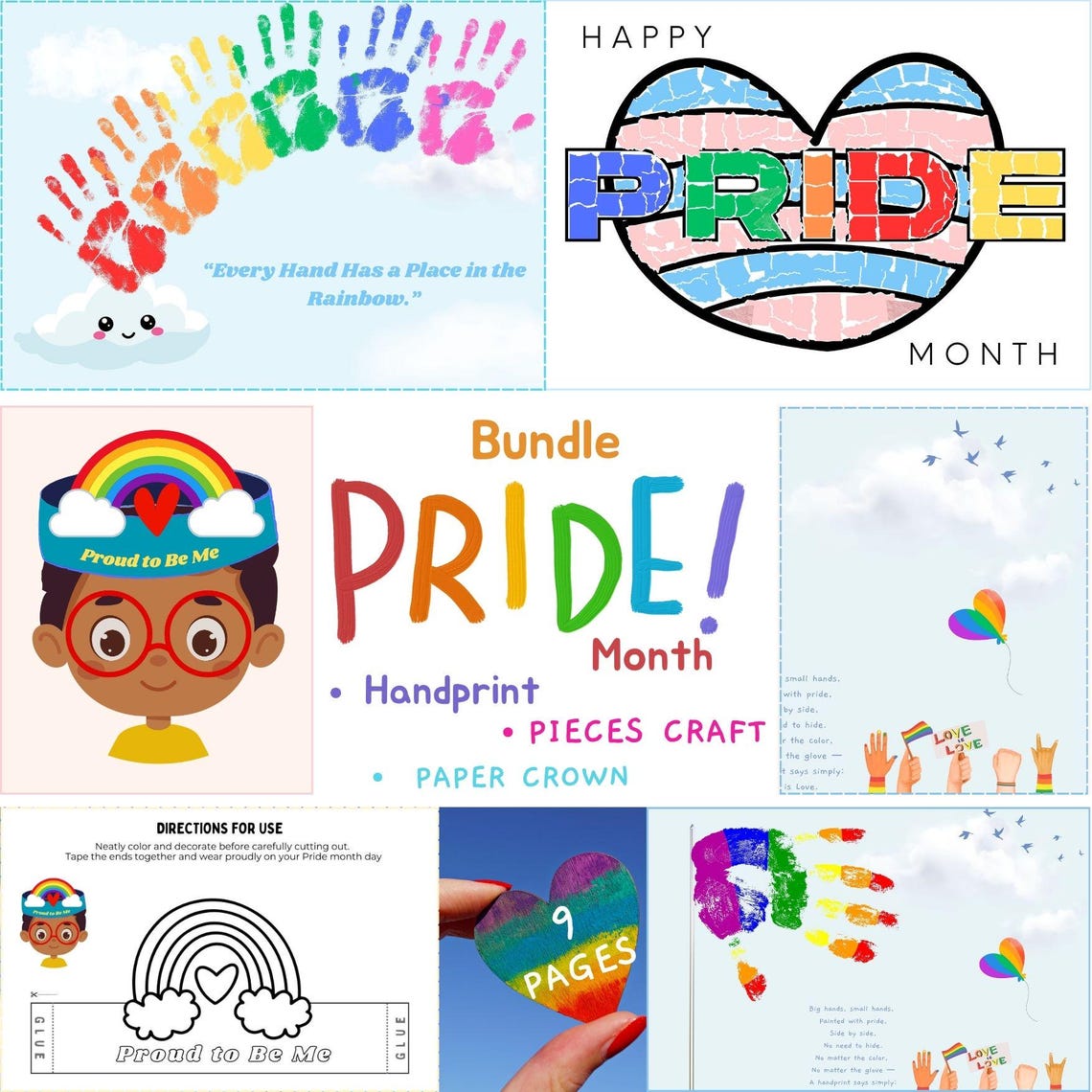 Bundle: Pride Month Craft Activity, Handprint, Crown, Pieces Craft ...