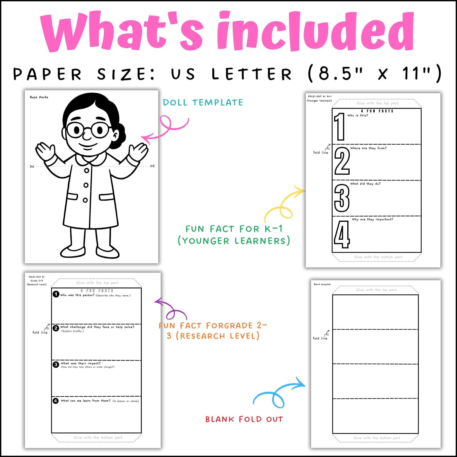 Rosa Parks Fold-out Doll Craft | Black History Month Research ...