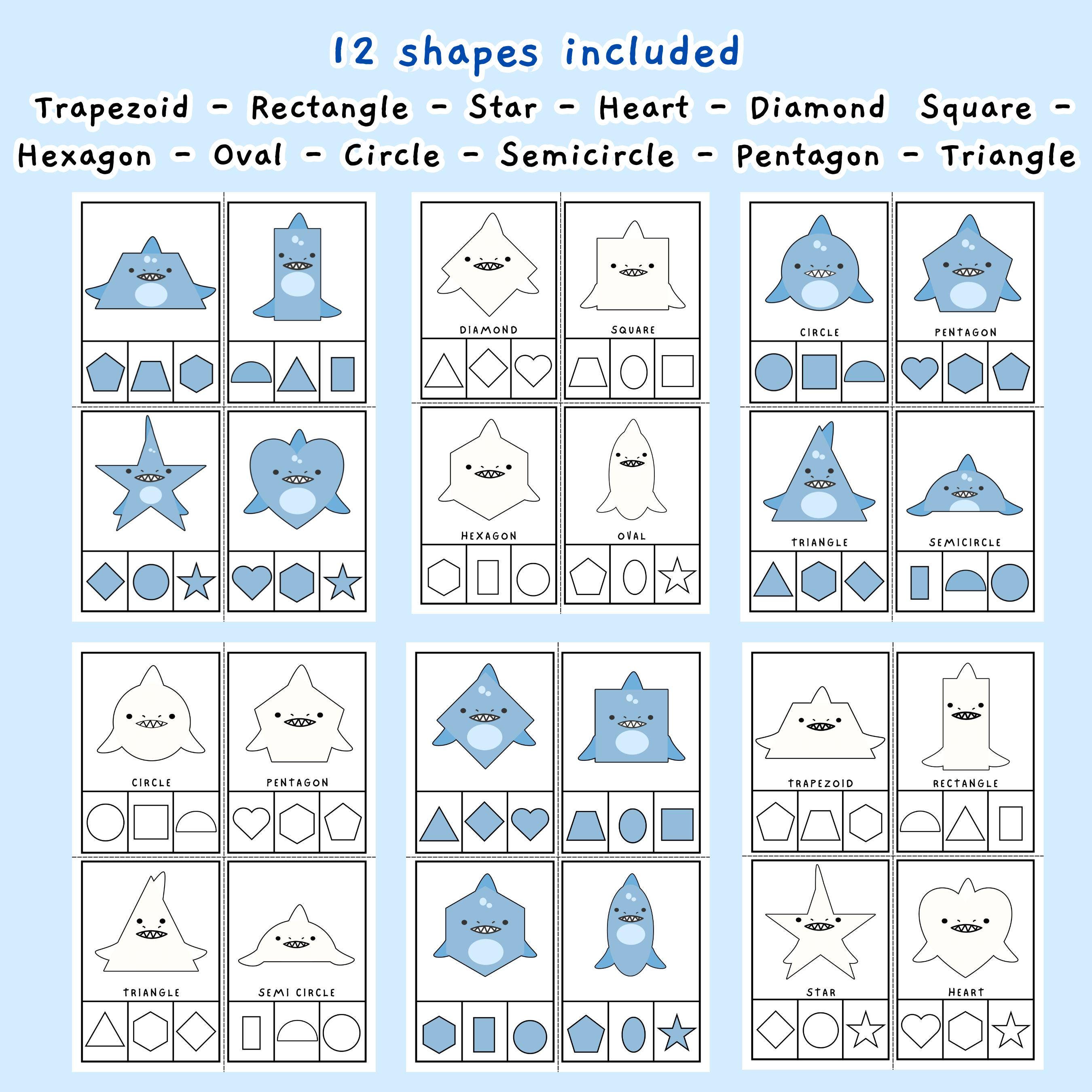 Shark 2D Shape Matching Clip Cards | Preschool & Kindergarten Math ...