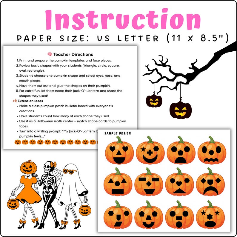 Jack-o'-lantern Craft: Shape Activity for Kids (digital Download) - Etsy