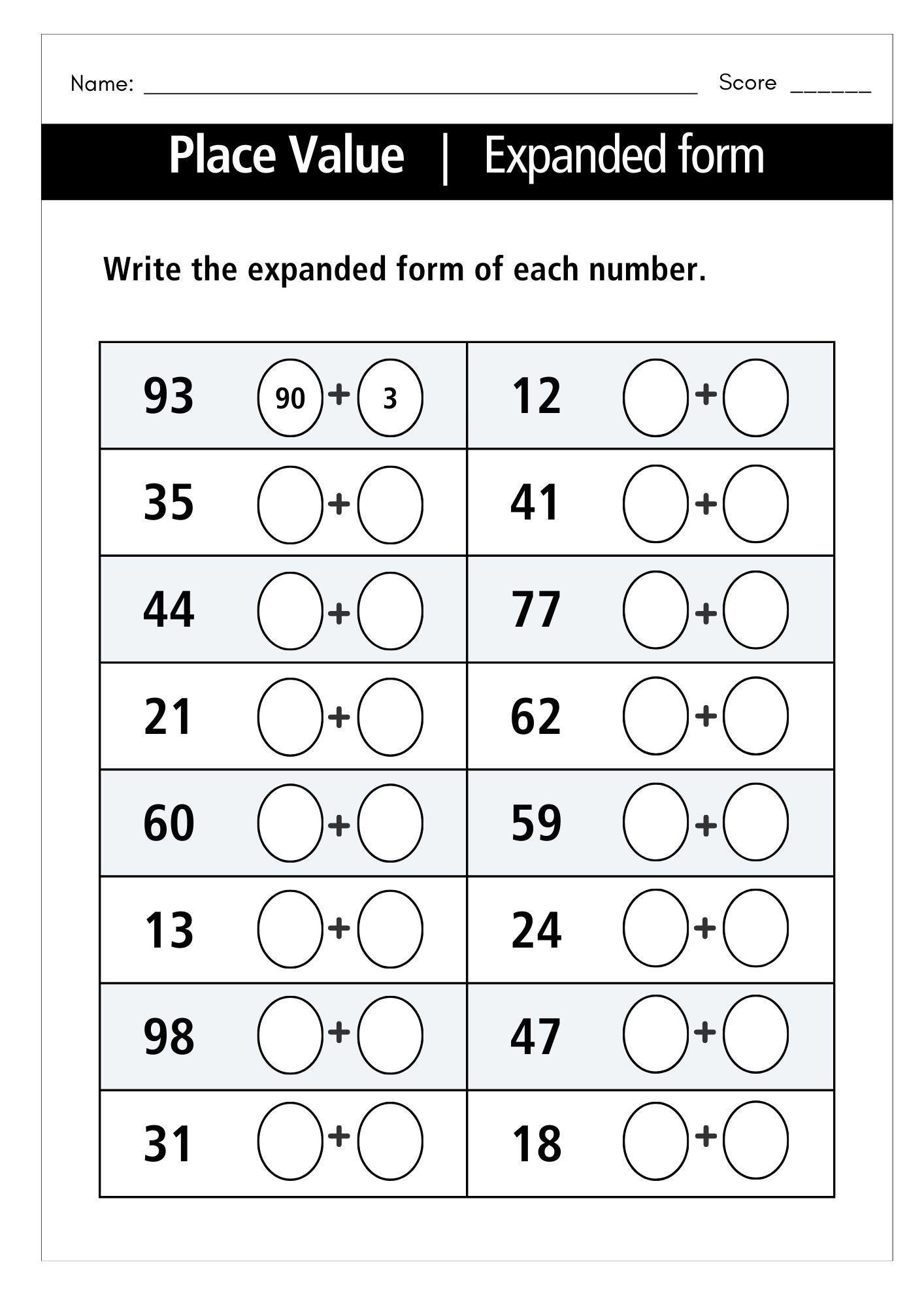 Place Value Worksheets for 1st & 2nd Grade TENS AND ONES Practice ...