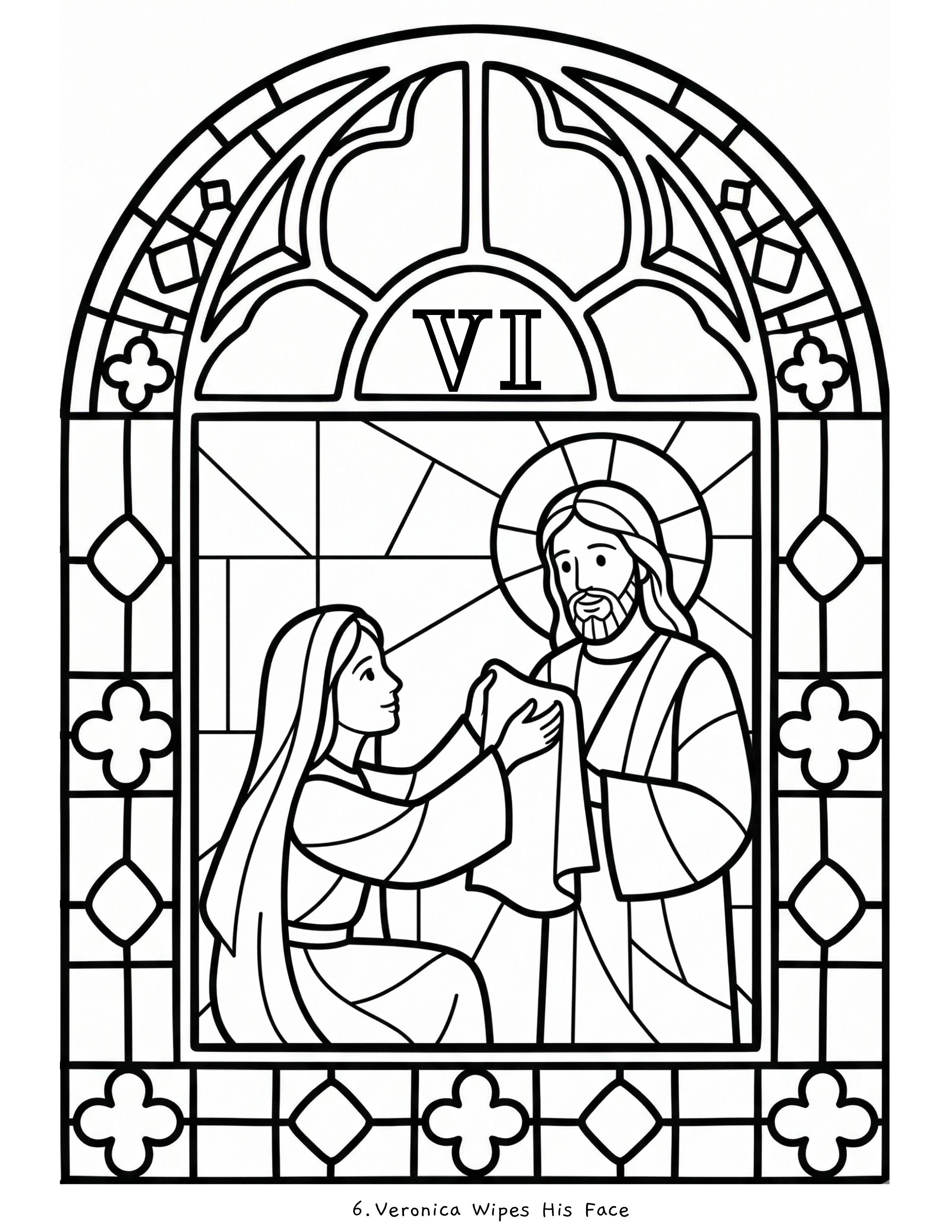 Stations of the Cross Stained Glass Coloring Pages | Lent Activity ...