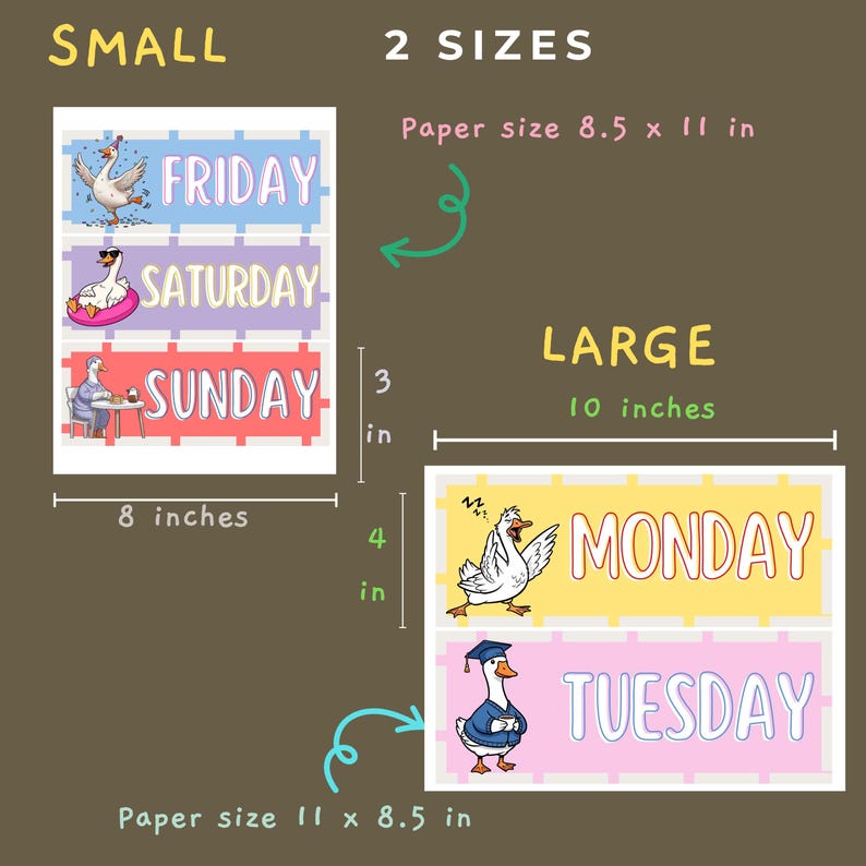 Silly Goose Days of the Week Cards: Classroom Decor (digital File, PDF ...