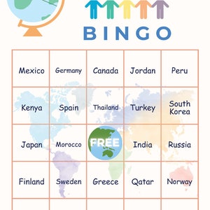 Country Bingo Game: World Geography for Kids (printable) - Etsy