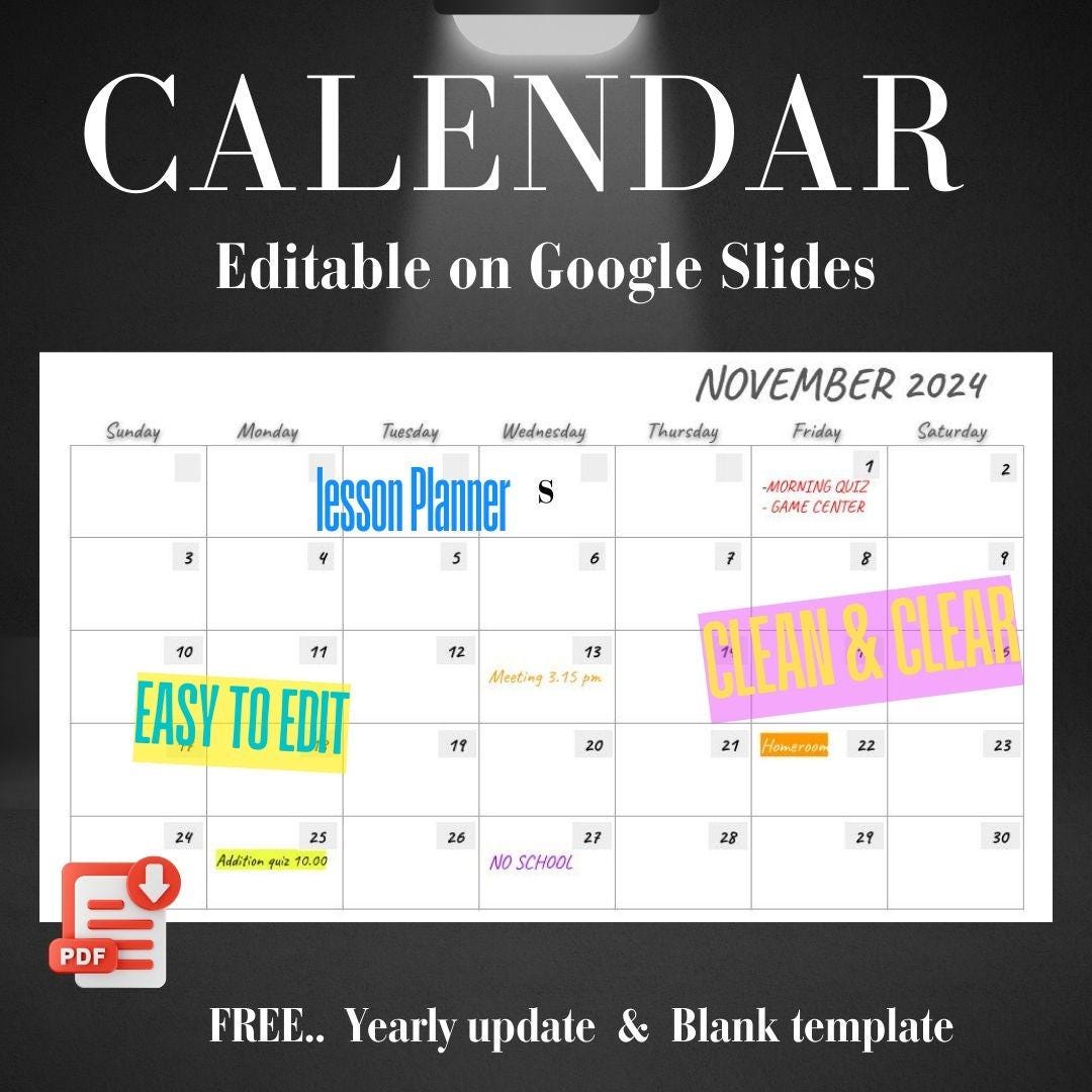 2025-2026 Monthly Calendar Google Slides Template: A4 Landscape ...