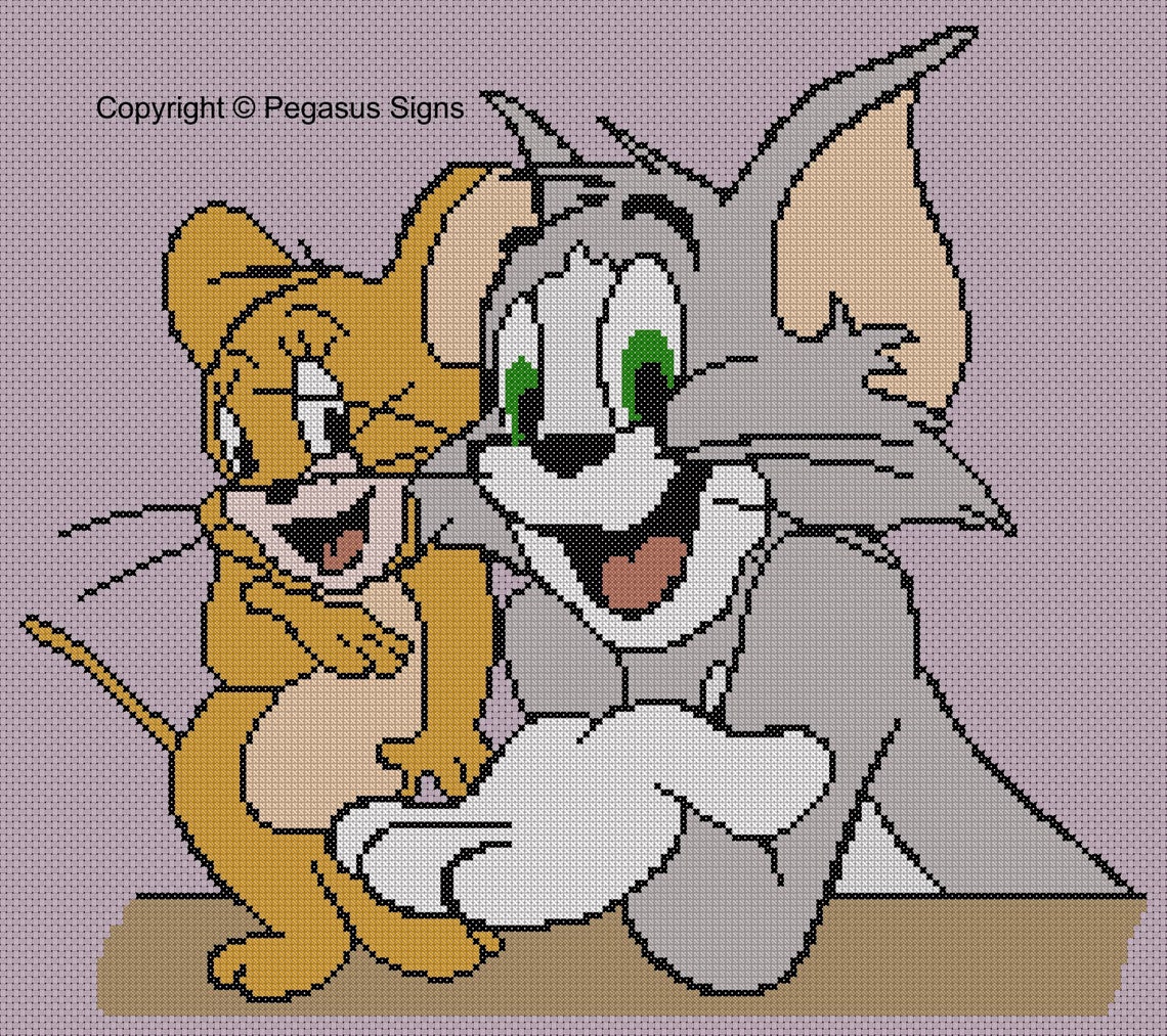 Tom and Jerry Cross Stitch Pattern Only pdf Jpg Files Tv Cartoon Retro ...