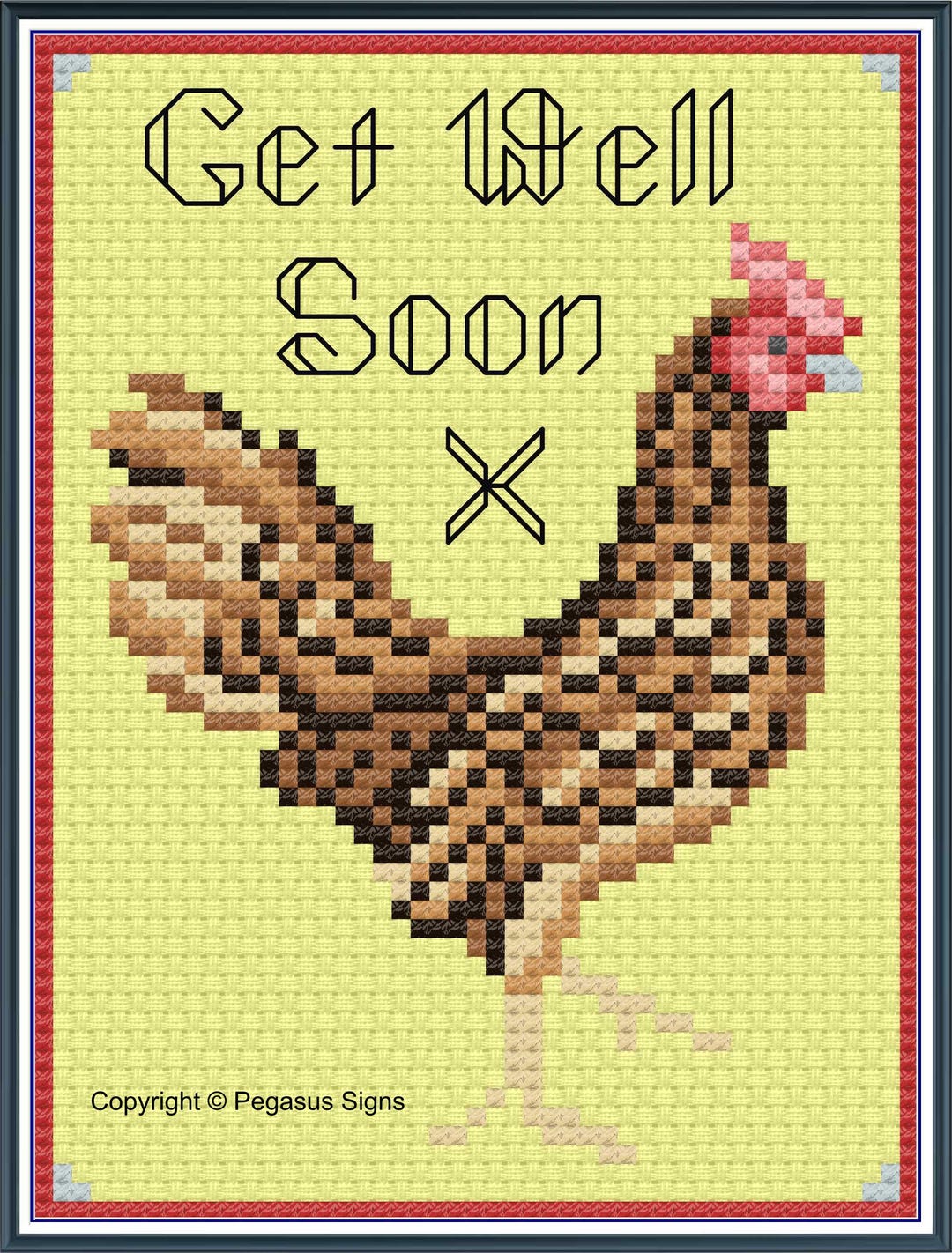 Get Well Chicken Cross Stitch Pattern - Hen Motif (PDF/JPEG) - Etsy