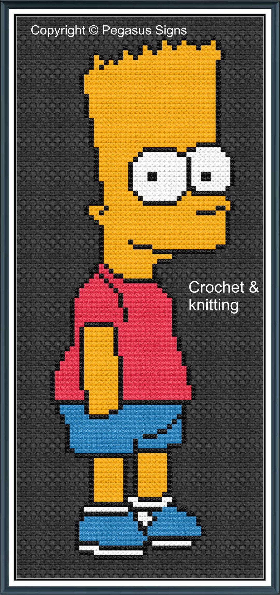 Bart Simpson Crochet & Knitting Chart Only PDF/JPEG Files - Cartoon ...