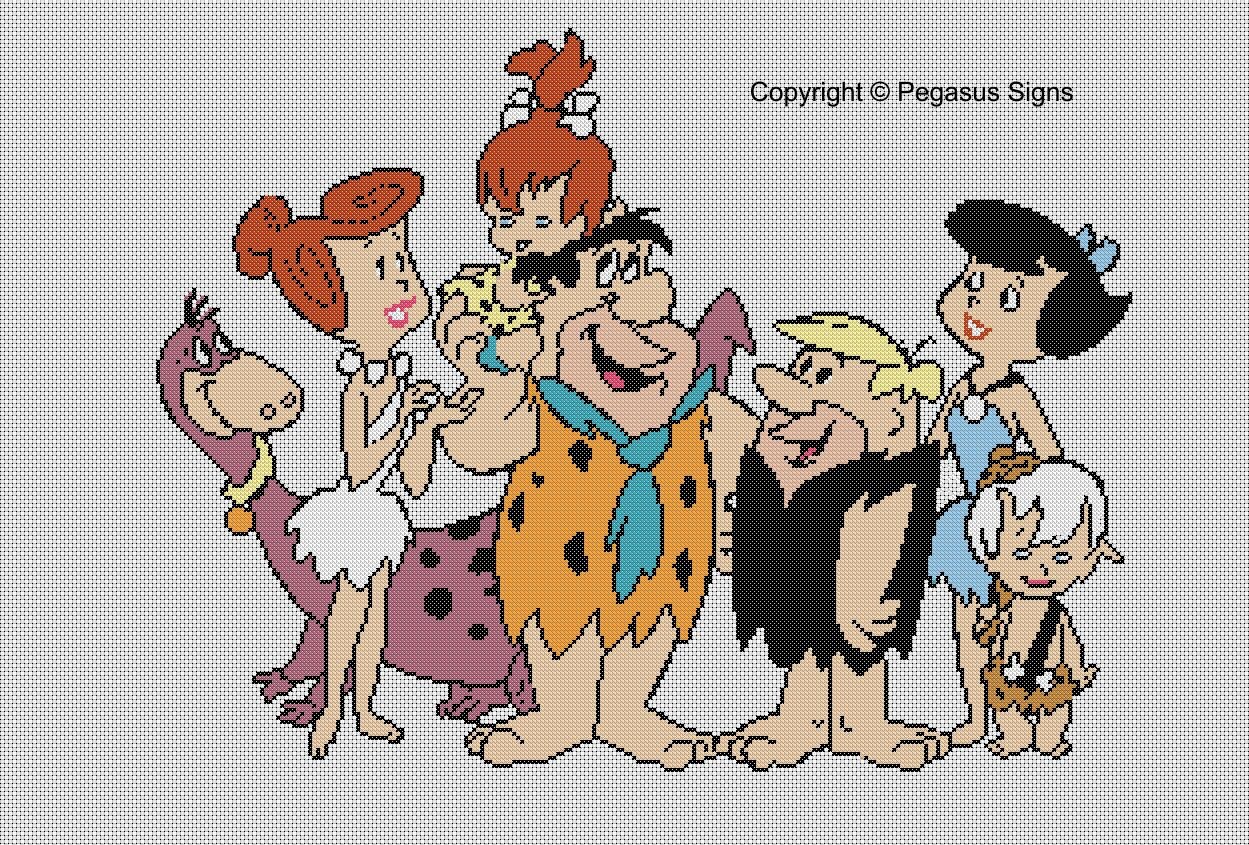 The Flintstones and Rubbles Cross Stitch Pattern Only (pdf Jpg Files ...