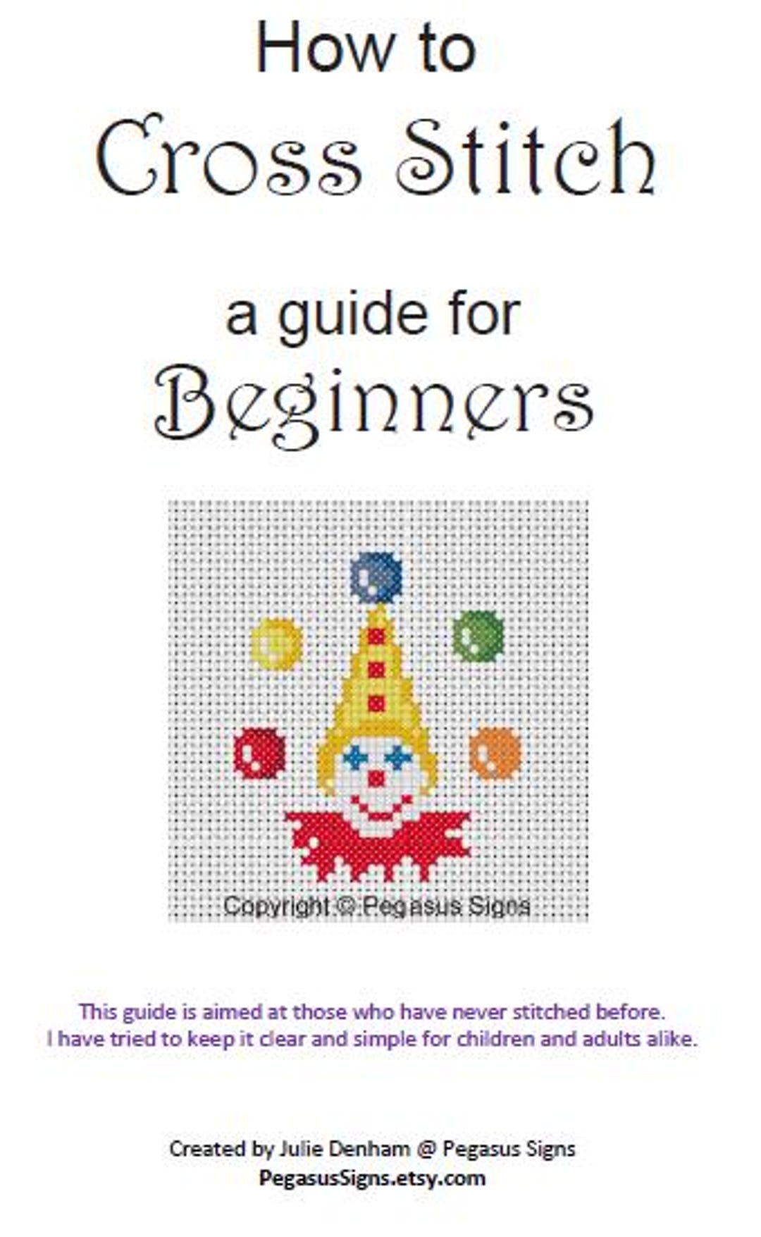 How to Cross Stitch Beginners Guide – Mini Illustrated Booklet (PDF ...