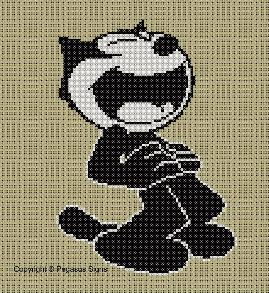 Felix the Cat Cross Stitch Pattern Only (pdf Jpg Files) Kids Tv Cartoon ...