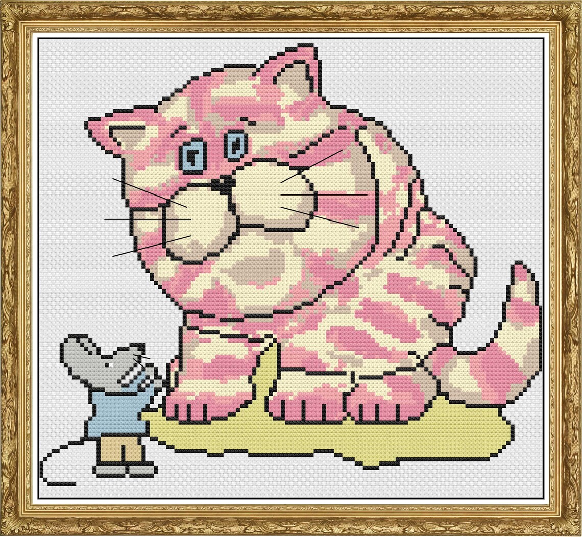 Bagpuss Cat Cross Stitch Pattern - Retro Kids TV (PDF/JPEG) - Etsy