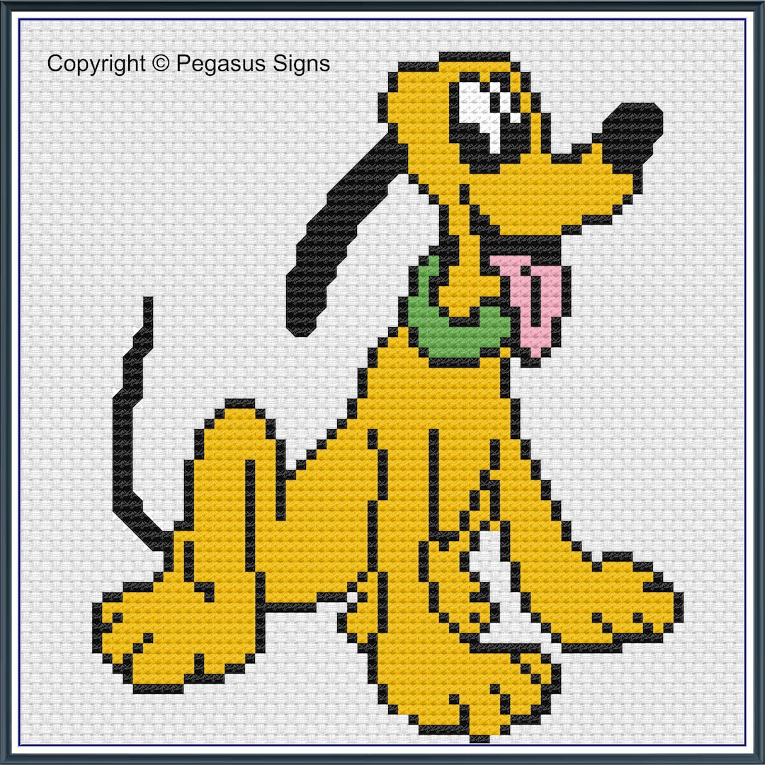 Pluto Cross Stitch Pattern Only PDF/JPEG Files Cartoon, Dog, Mickey ...