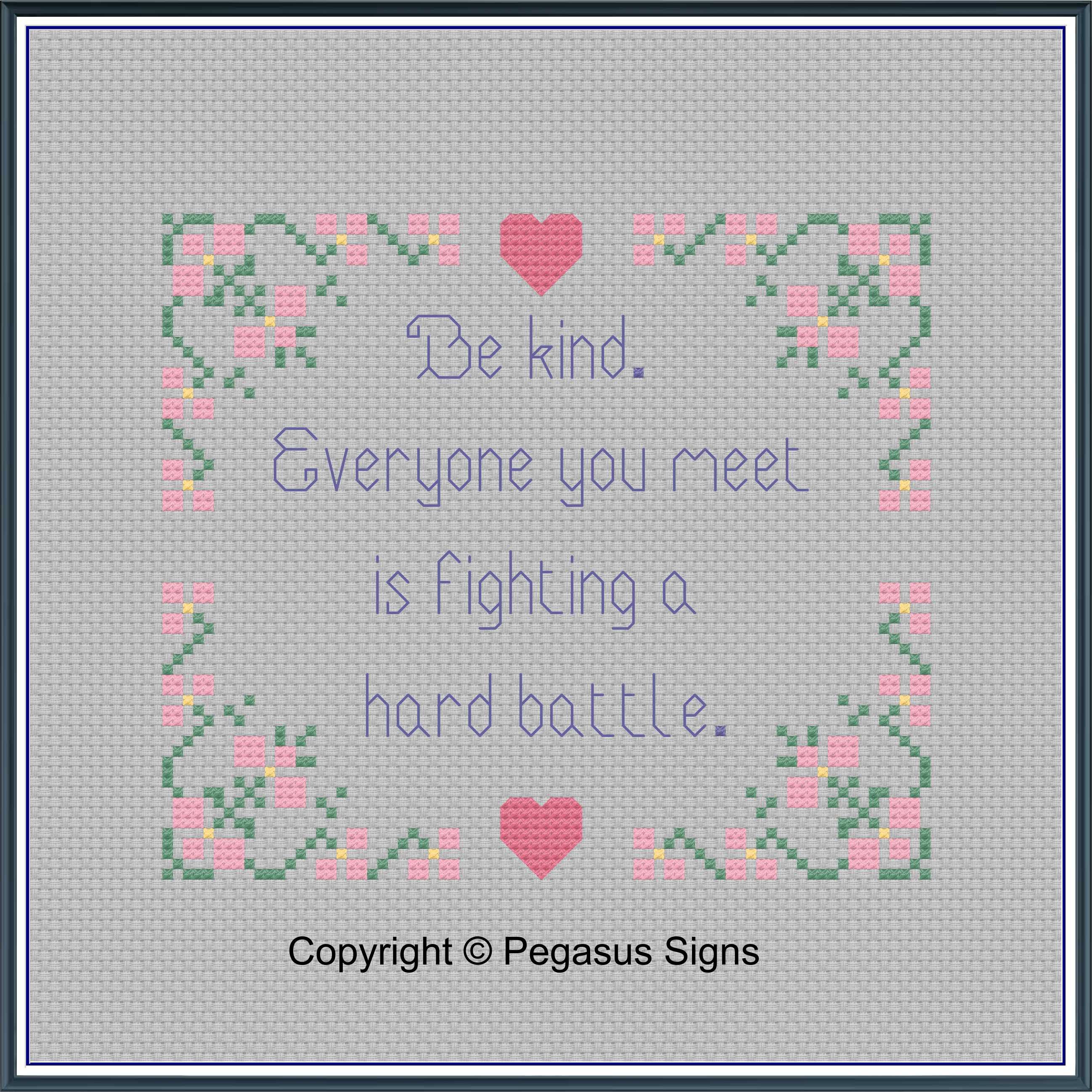 Be Kind, Quote Cross Stitch Pattern Only PDF/JPEG Files Quotation ...
