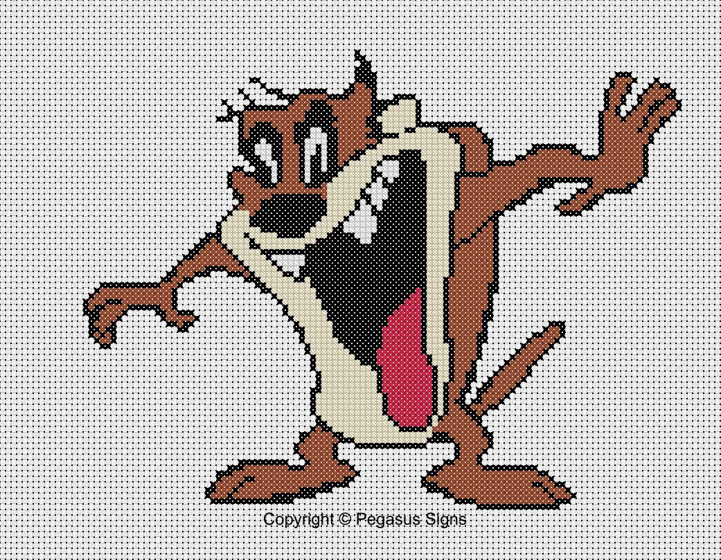 Tazmanian Devil Cross Stitch Pattern Only pdf Jpg Files Tv - Etsy