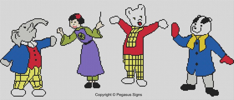 Rupert the Bear Cross Stitch Pattern Only pdf Jpg Files Childrens TV ...