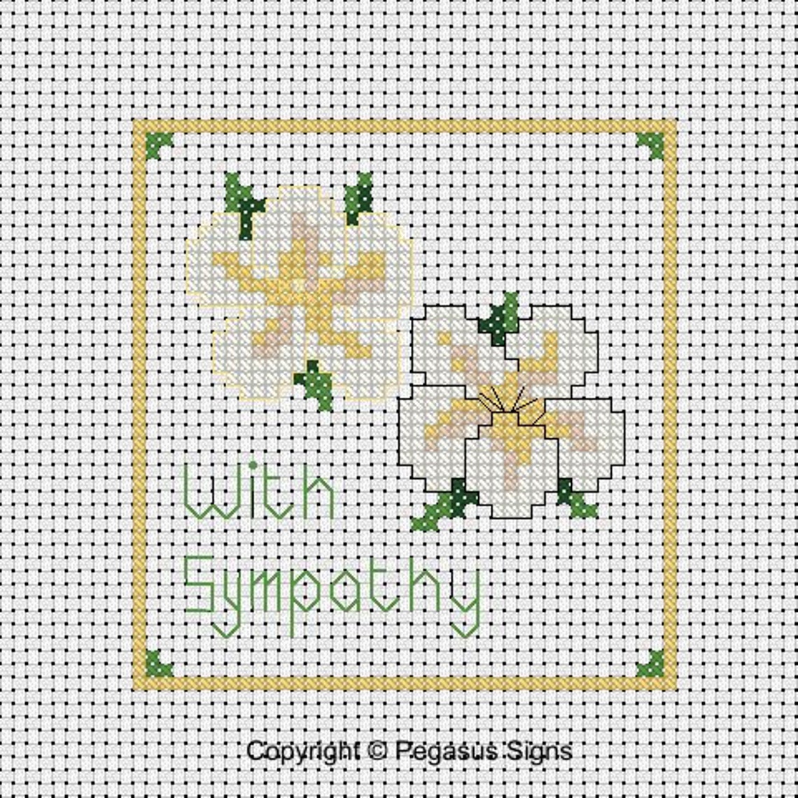With Sympathy Cross Stitch Pattern Only PDF/JPEG Files - Etsy
