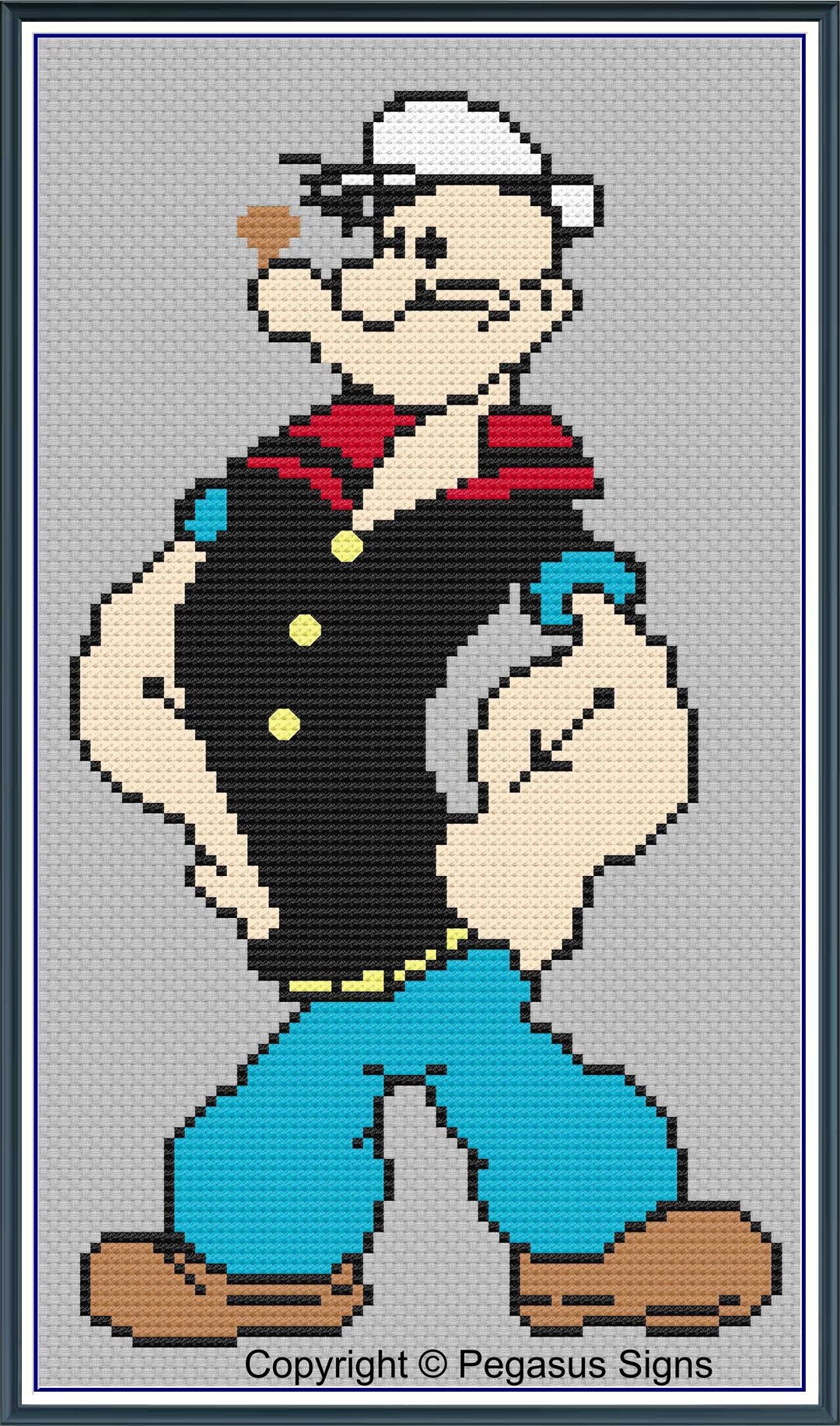 Popeye Cross Stitch Pattern Only PDF/JPEG Files - Sailor, Cartoon ...