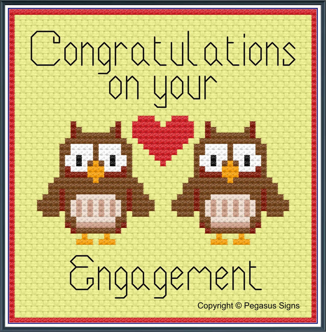 Owl Engagement Cross Stitch Pattern Only PDF/JPEG Files - Celebration ...