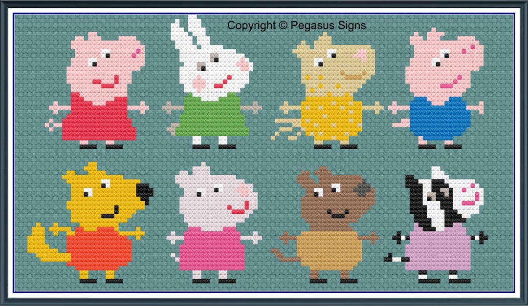 Peppa Pig and Friends Motifs Cross Stitch Pattern Only PDF/JPEG Files ...