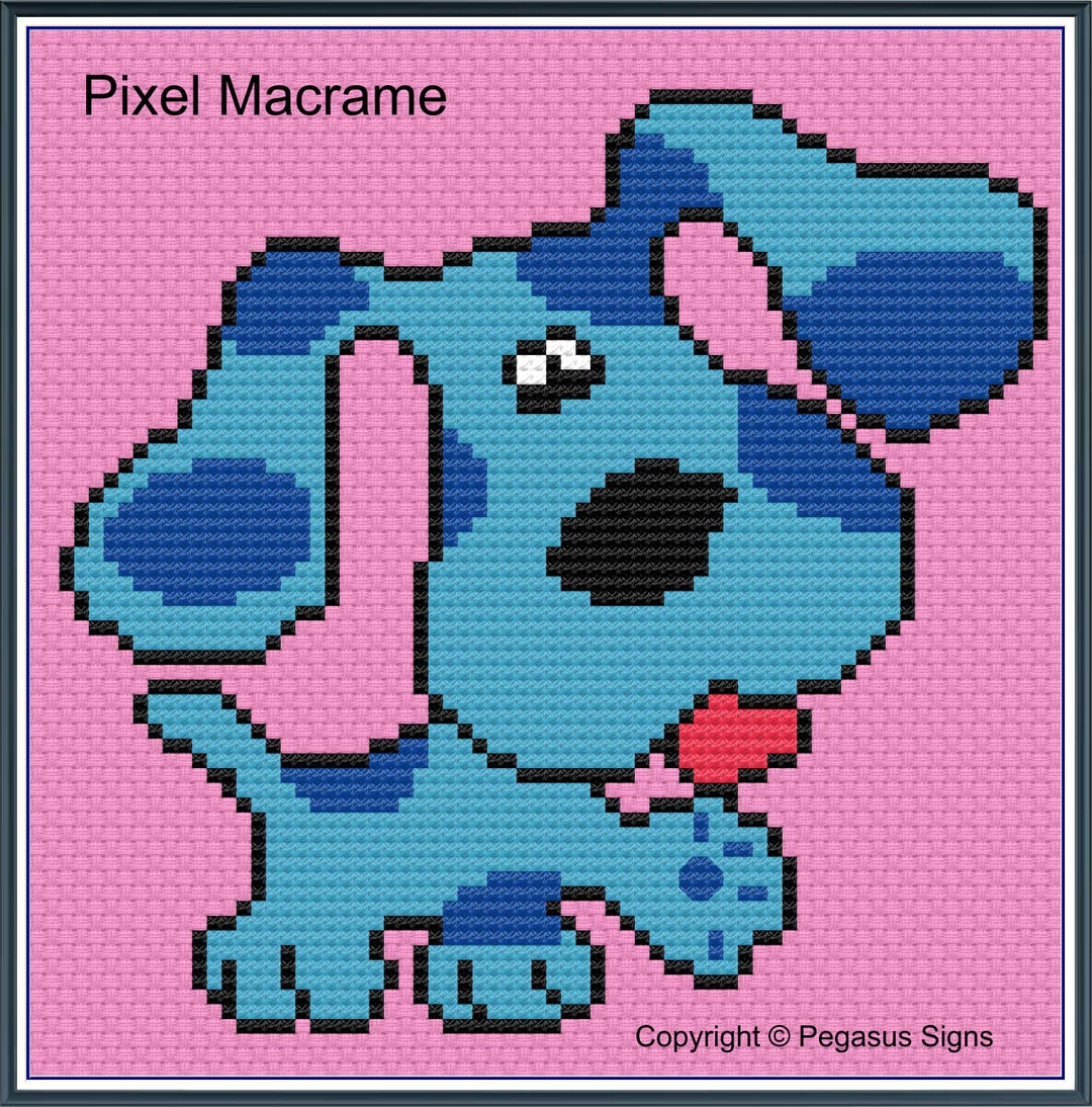 Pixel Macrame Blues Clues Pattern – Dog Wall Hanging (PDF/JPEG Files ...