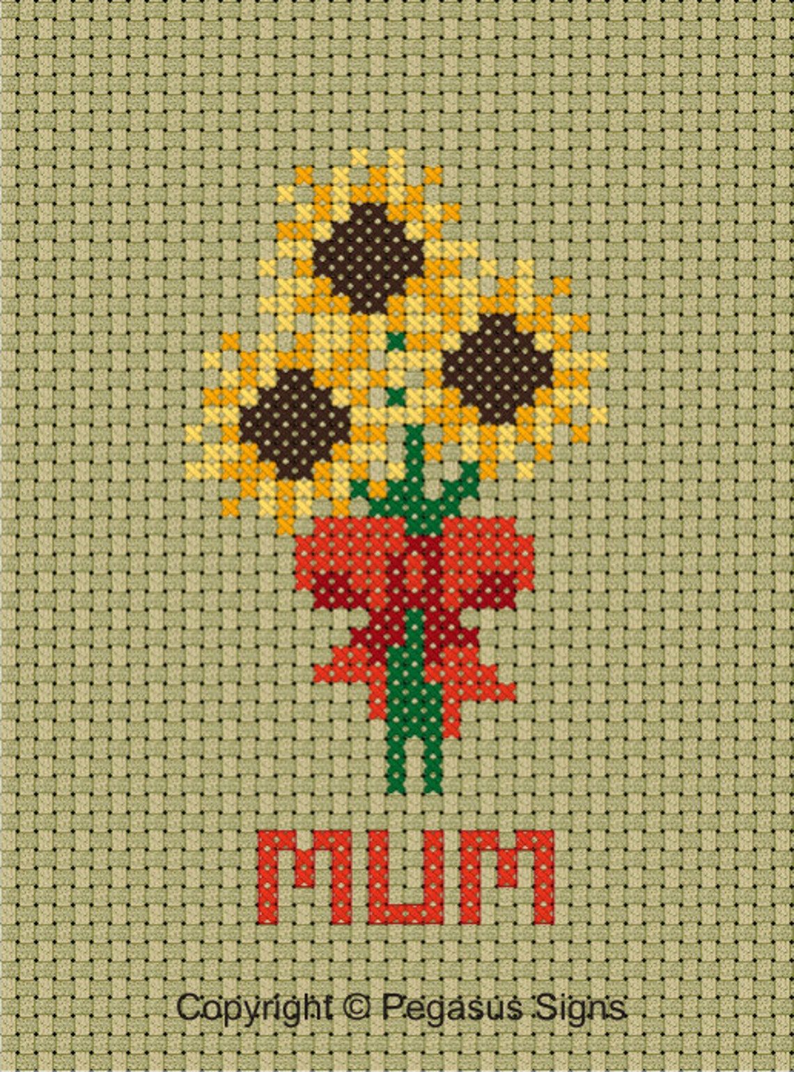 Sunflowers & Mum Cross Stitch Pattern Only PDF/JPEG Files Mothers Day ...