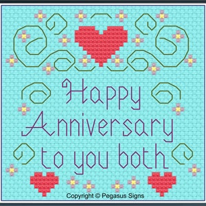 Happy Anniversary Cross Stitch Pattern Only PDF/JPEG Files ...