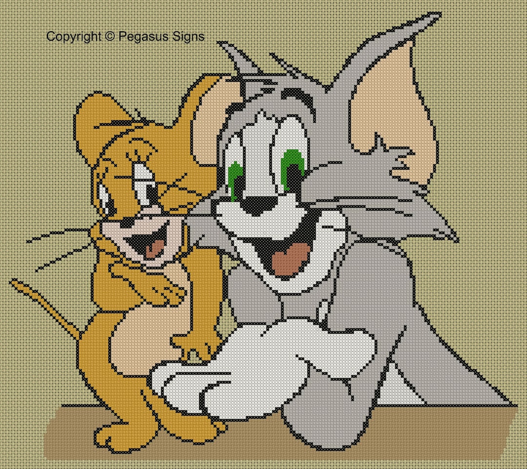 Tom and Jerry Cross Stitch Pattern Only (pdf Jpg Files) Tv Cartoon ...