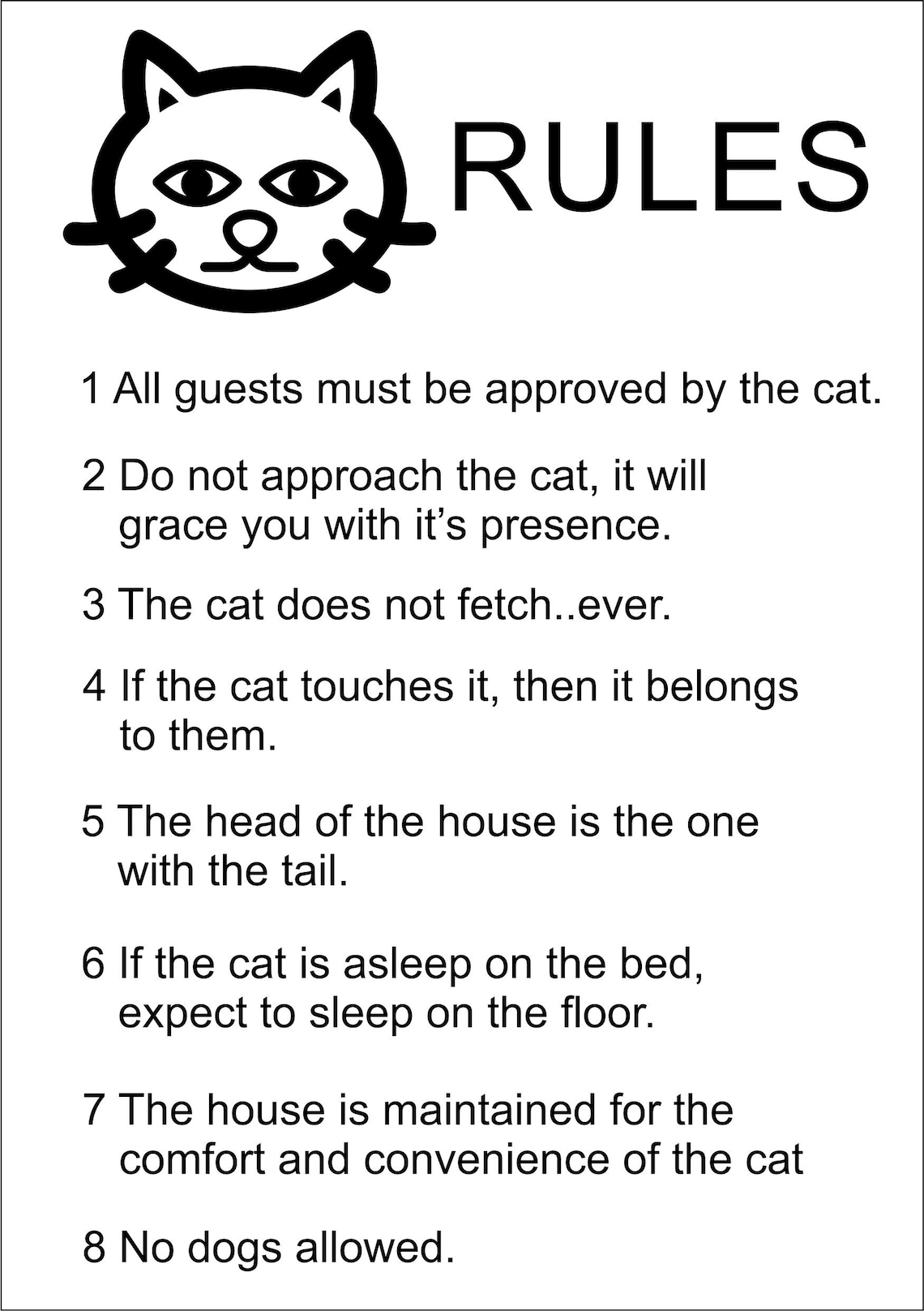 Pet Rules Novelty Fun Hanging Sign Two Sizes Various Colours Choices ...